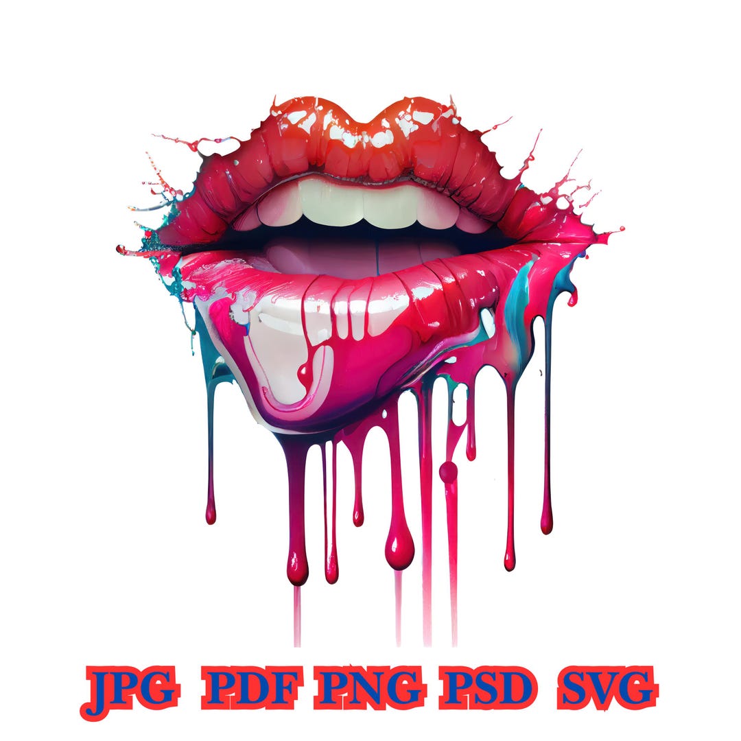 Dripping Red Lips Clipart SVG, Sexy Lips Graphic, Pop Art Lips ...
