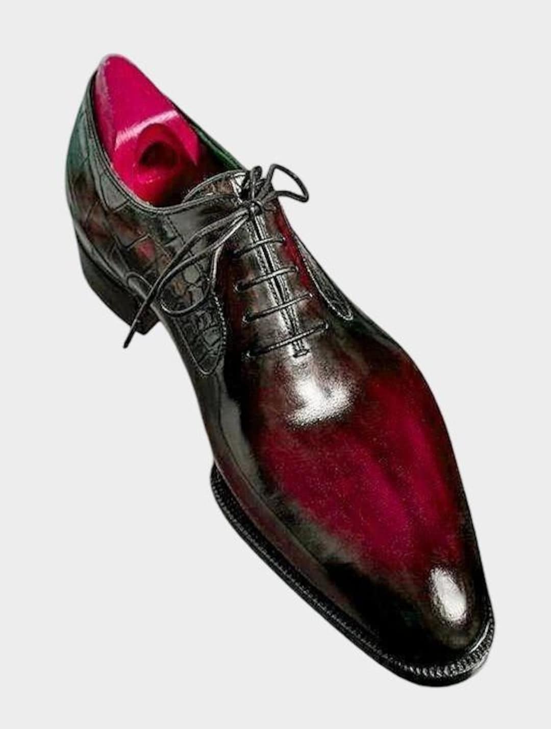 Handmade Men Burnished Burgundy Leather Dress Shoes, Lace up Shoes - Etsy