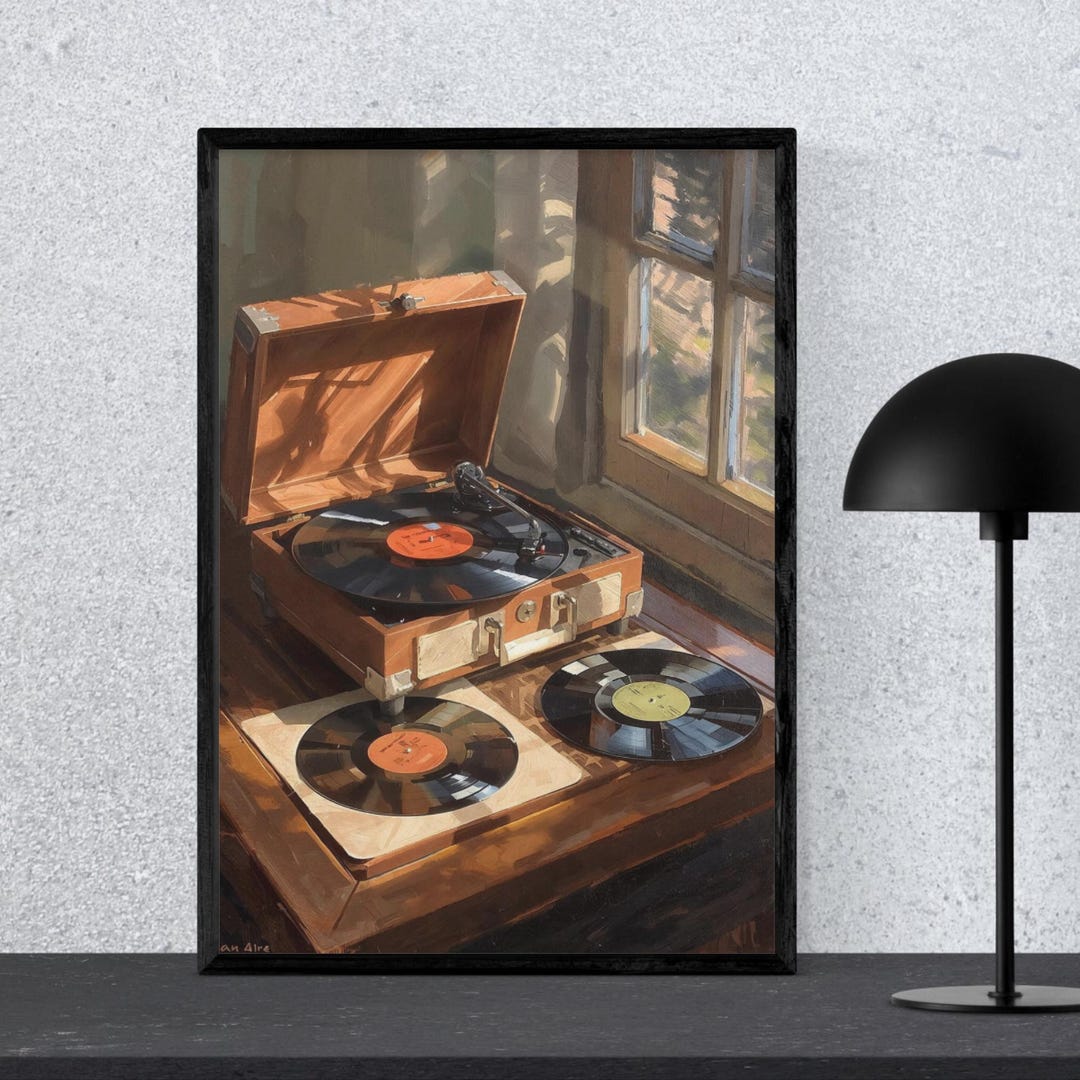 Vintage Record Player Poster | Retro Music Wall Art | 80s–90s Turntable ...