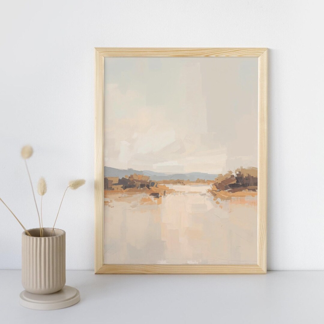 Abstract Lake Landscape Poster | Modern Nature Wall Art | Soft ...