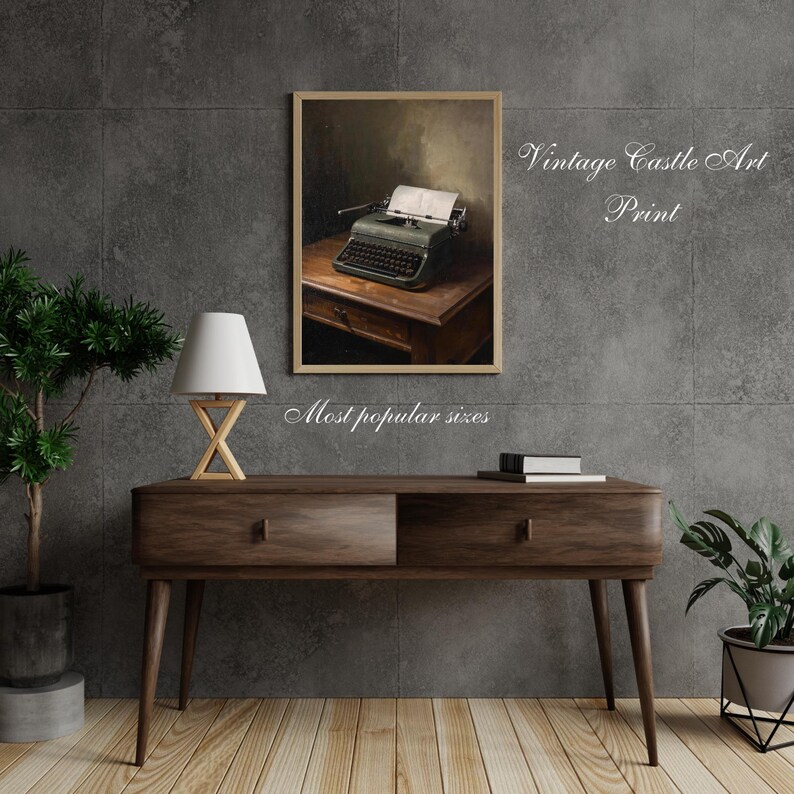 Vintage Typewriter Oil Painting – Classic Desk Wall Art - Etsy