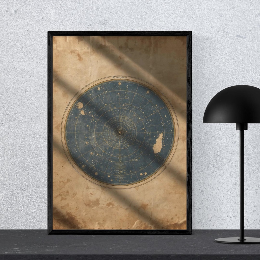 Vintage Planisphere Poster, Antique Star Finder Chart, Old Astronomy ...