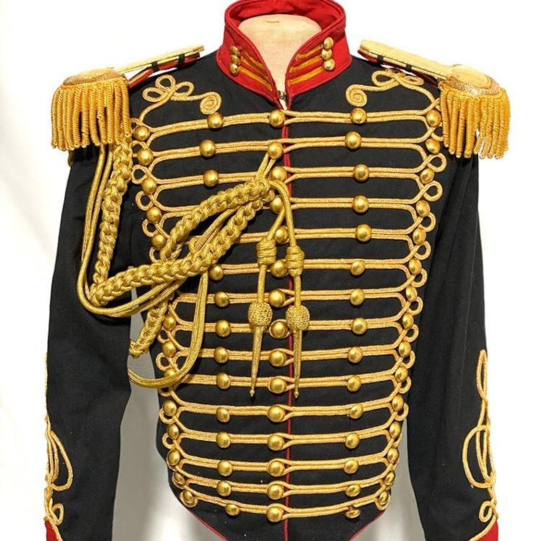 Black and Red Military Dress Jacket – Gold Braided Napoleonic Uniform ...