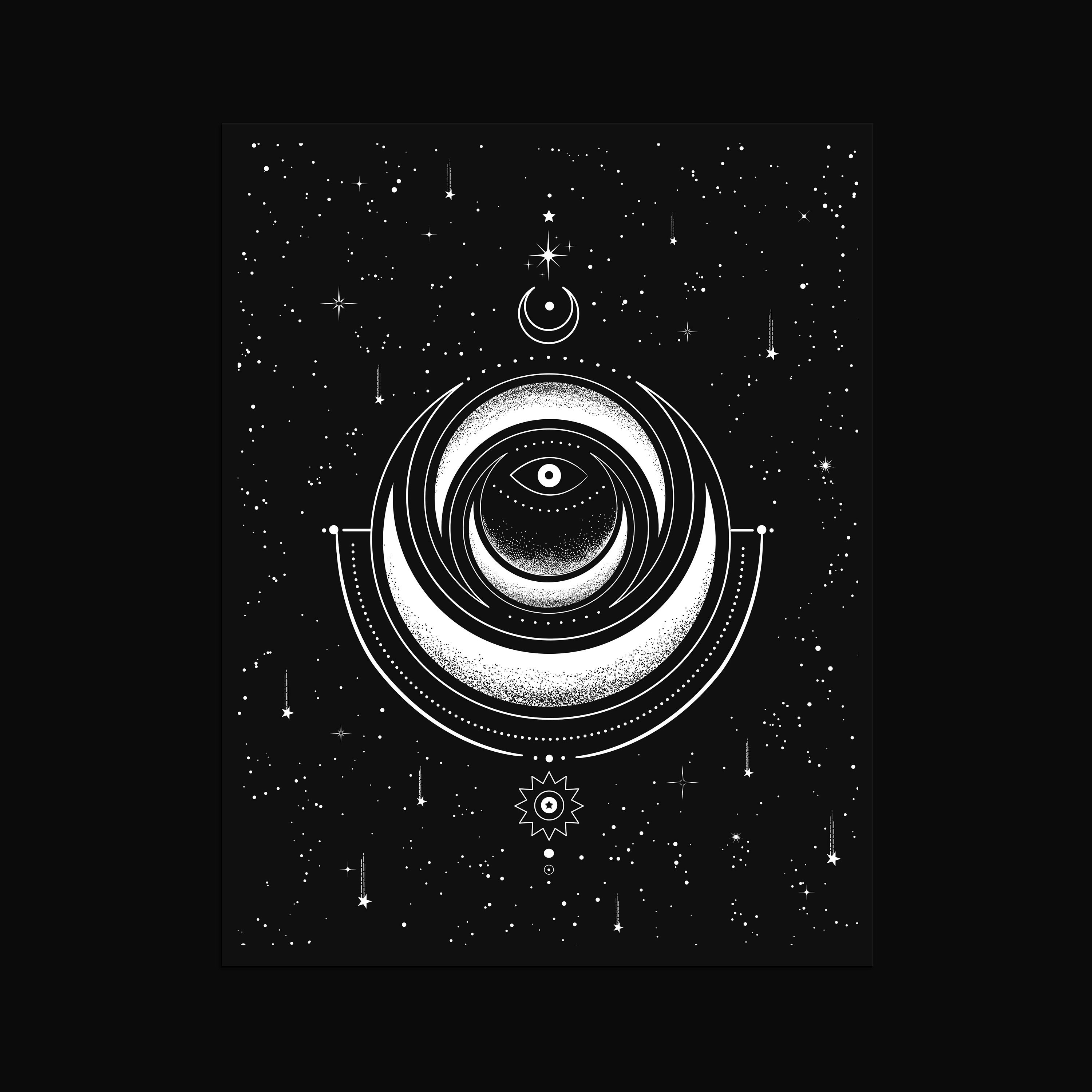 THIRD EYE TRIPLE Moon Protection Totem Talisman Silver Foil Metallic ...