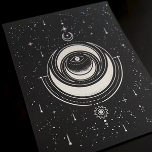 THIRD EYE TRIPLE Moon Protection Totem Talisman Silver Foil Metallic ...