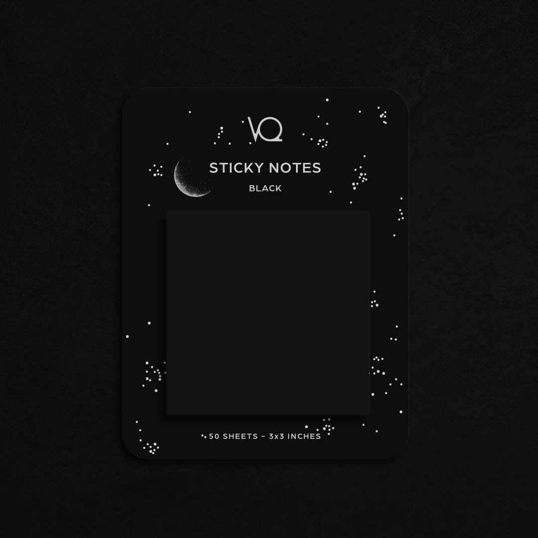BLACK STICKY NOTES, Sticky Memo Pad, Notepad, Black Stationery ...