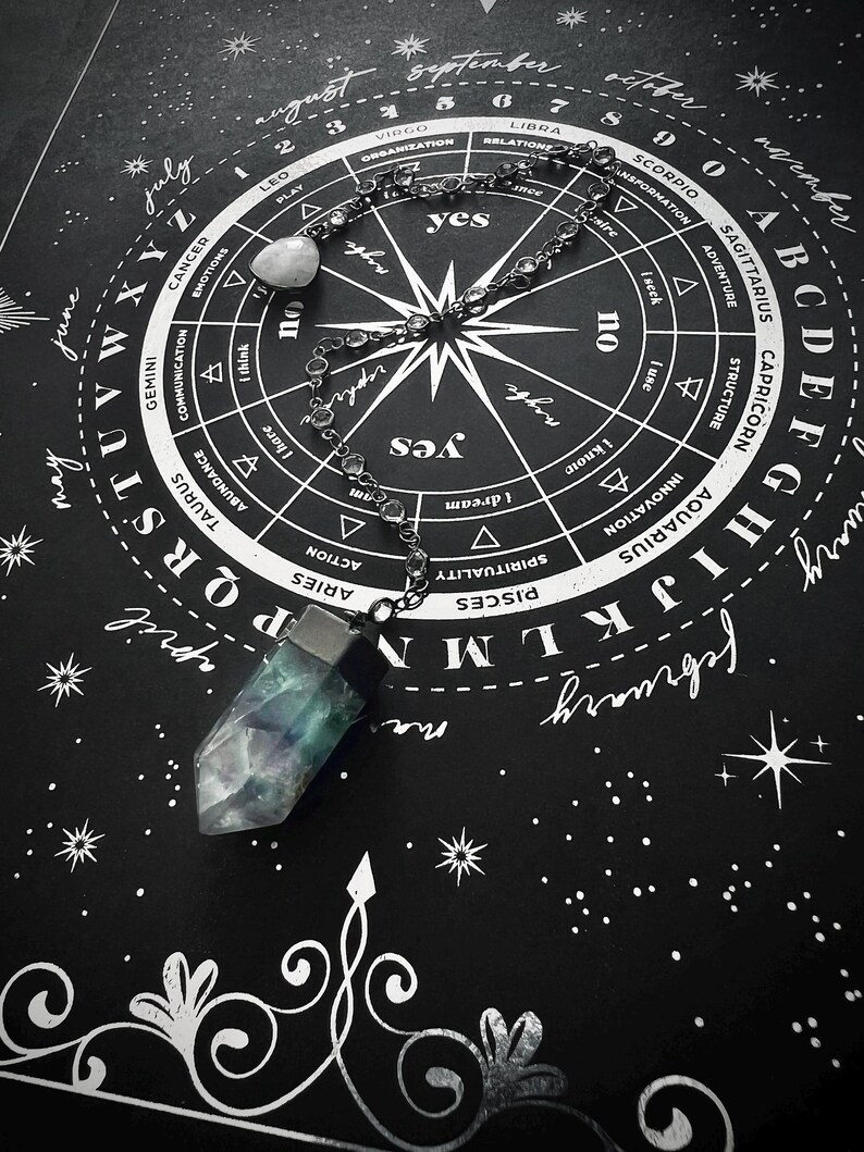 PENDULUM ORACLE CHART Art Print, Silver Foil Divination Board Wheel ...
