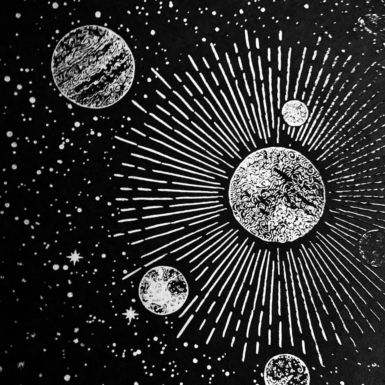 SOLAR SYSTEM Silver Foil Art Print Planets Celestial Wall - Etsy