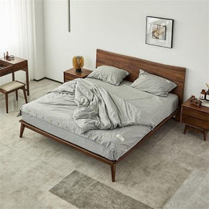 Live Edge Walnut Platform Bed | Solid Wood Bed Frame | Modern Minimalist Mid-century Design ...