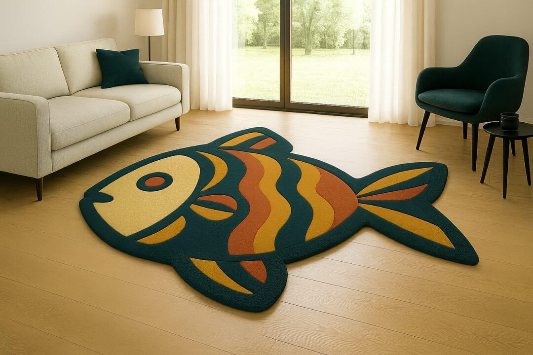 Hand-tufted Wool Fish Rug, Playroom Decor - Etsy