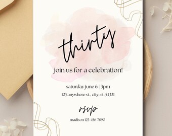 30th Birthday Invitations, Turning 30 Invitation Template, Birthday ...