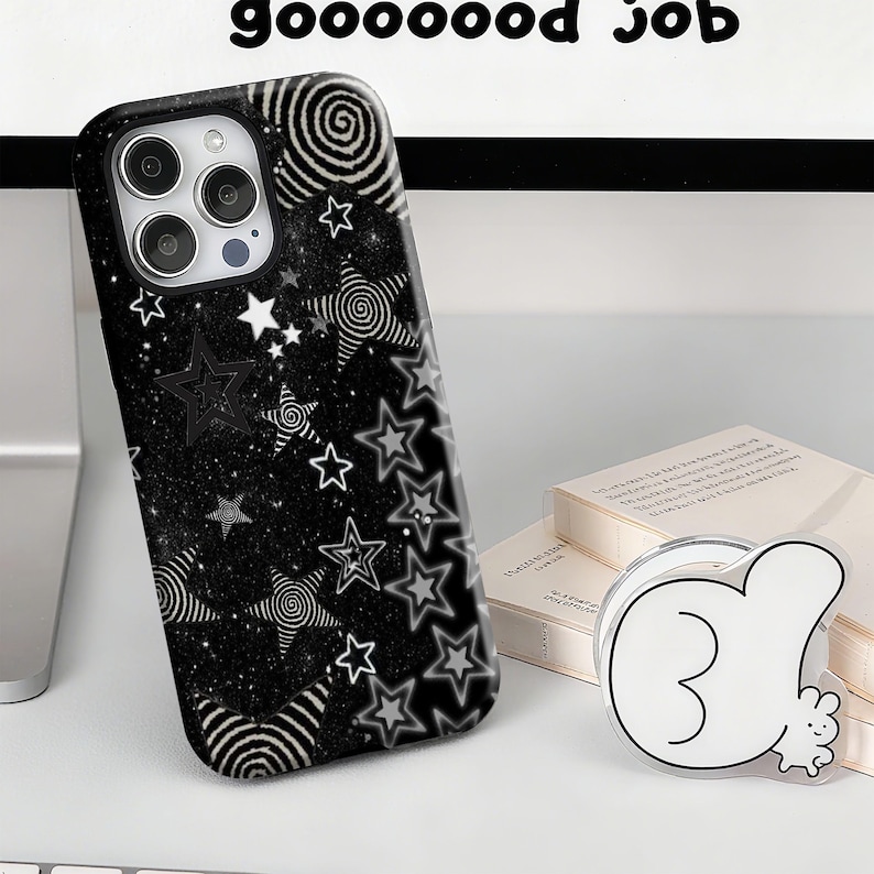 Dark Psychedelic Star Phone Case, Grunge Pattern for iPhone Magsafe S25 ...