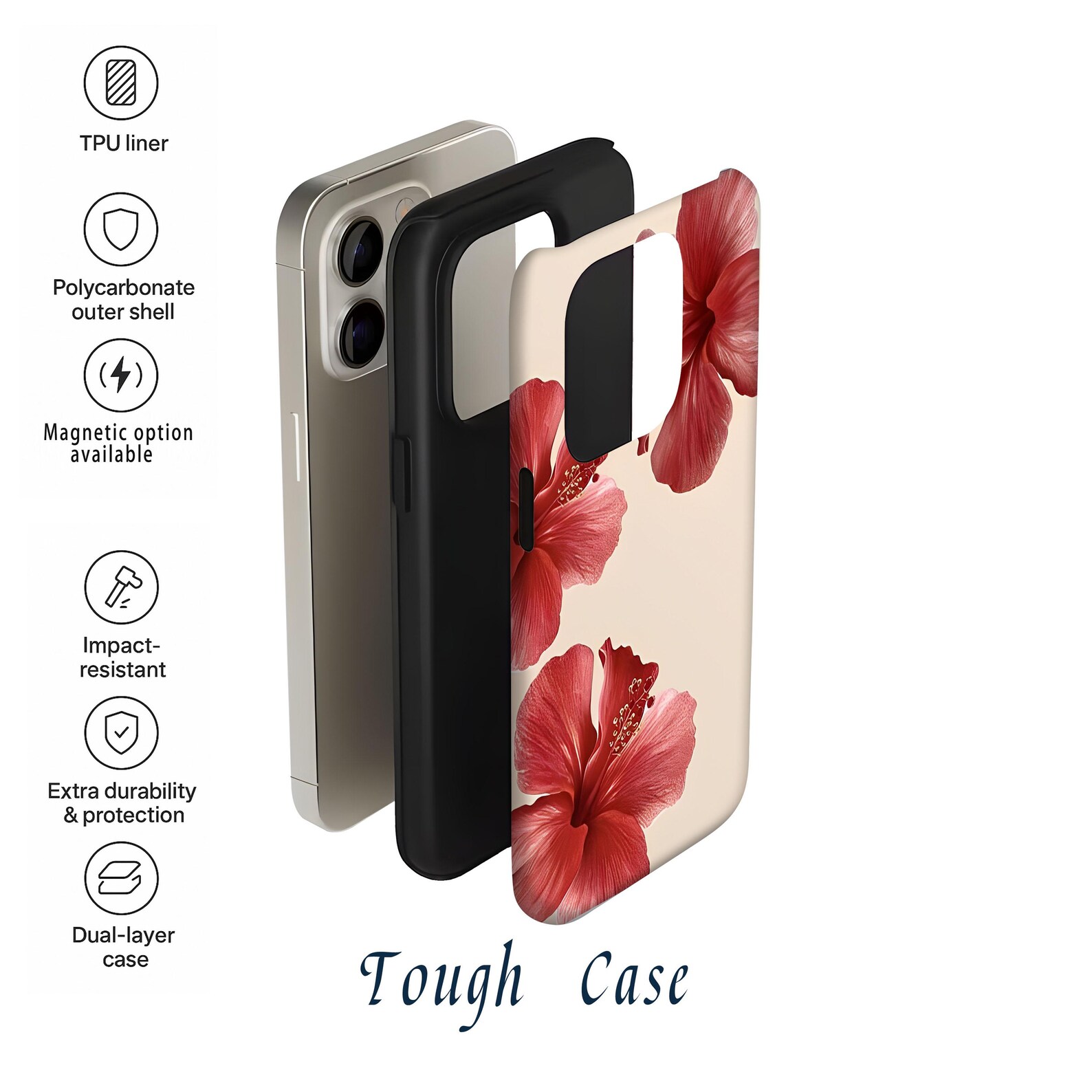 Floral Tropical Hibiscus Phone Case,hawaiian Aesthetic for iPhone 17 16 ...