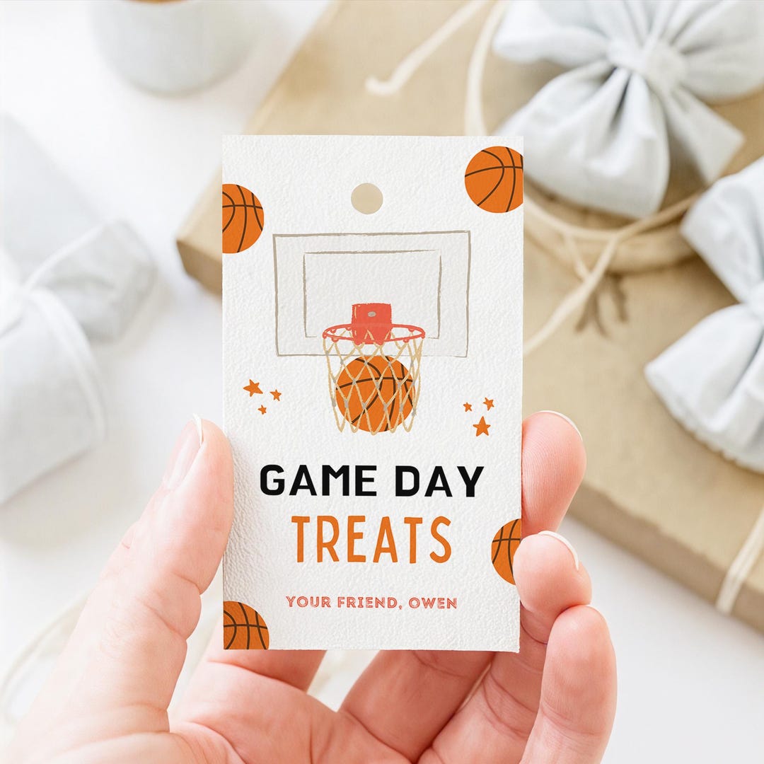 Editable Basketball Game Day Tag, Editable Basketball Snack Tag for ...