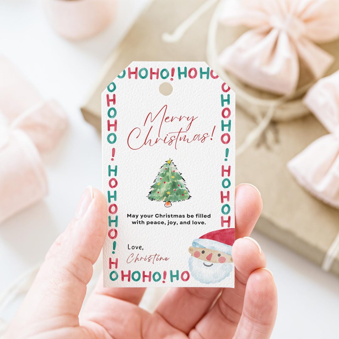 Editable Merry Christmas Gift Tag, Santa Ho Ho Ho Holiday Printable ...