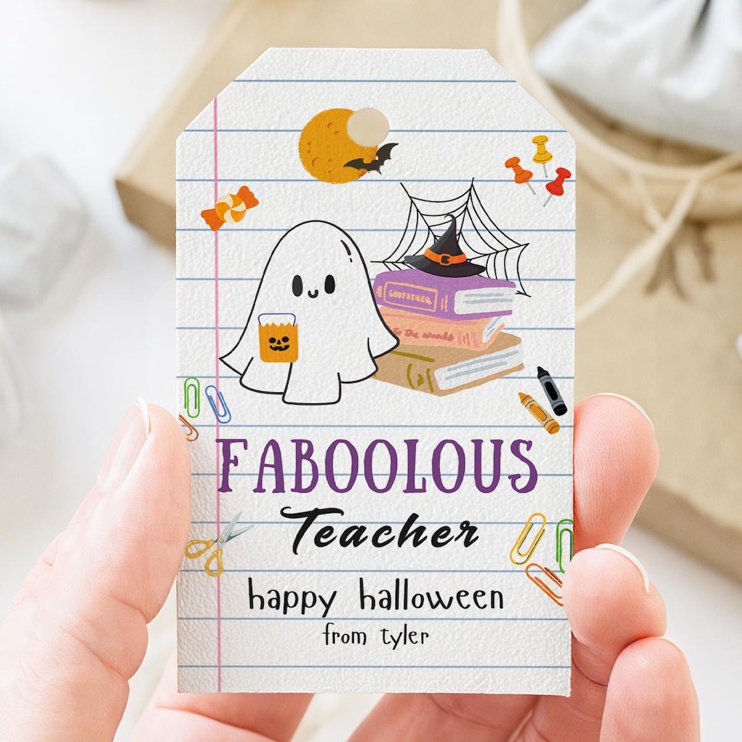 Editable Faboolous Teacher Halloween Gift Tag Template, Editable Cute ...
