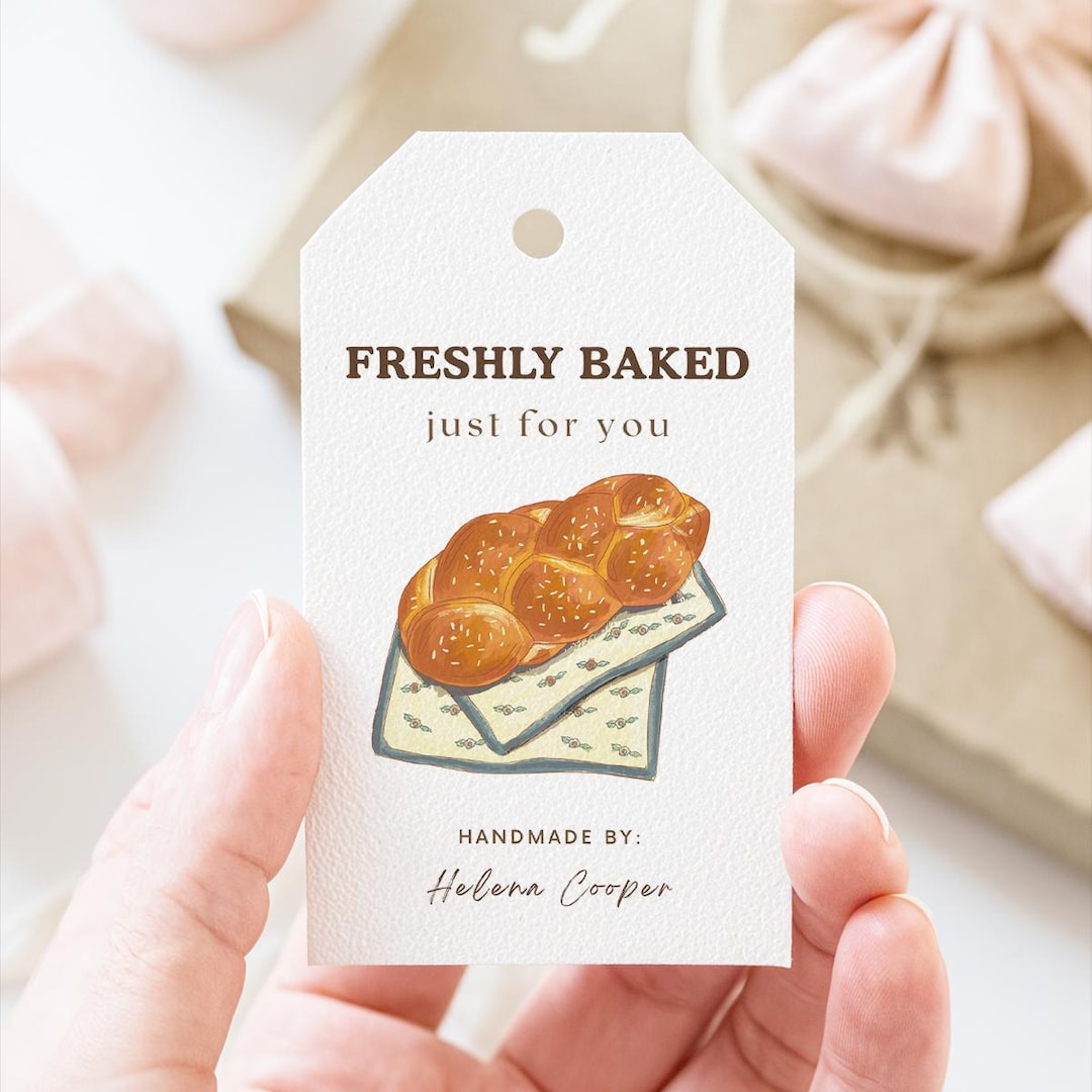 Editable Freshly Baked Gift Tag, Homemade Bread Loaf Sourdough ...