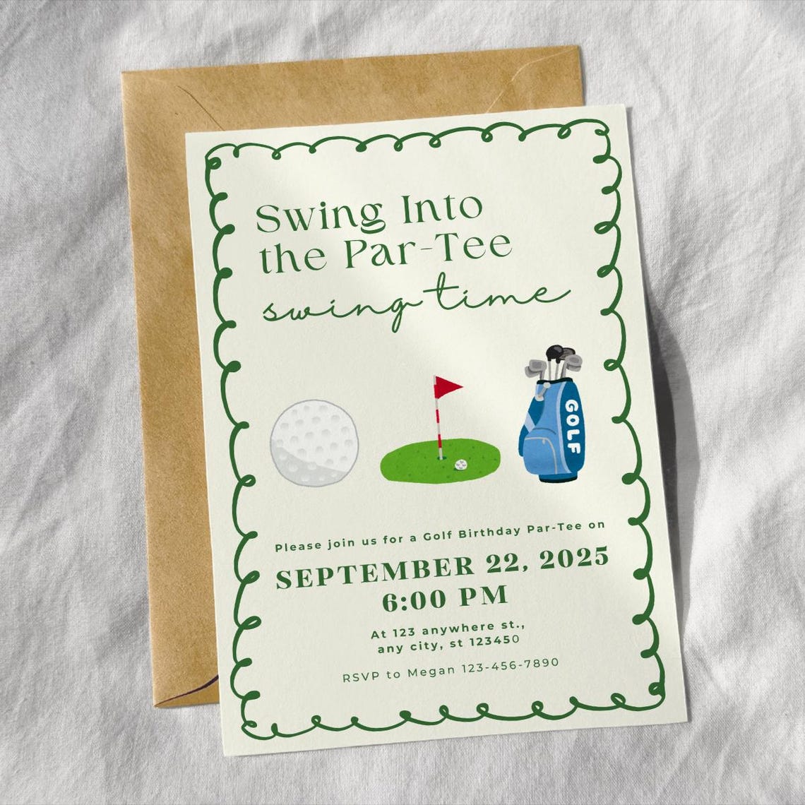Editable Golf Birthday Party Invitation, Swing Into the Par-tee, Golf ...