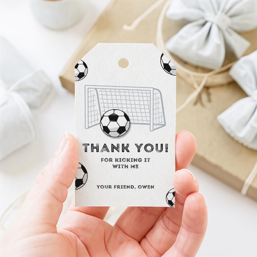 Editable Soccer Thank You Tag, Sports Birthday Favor Tag, Sport Party ...