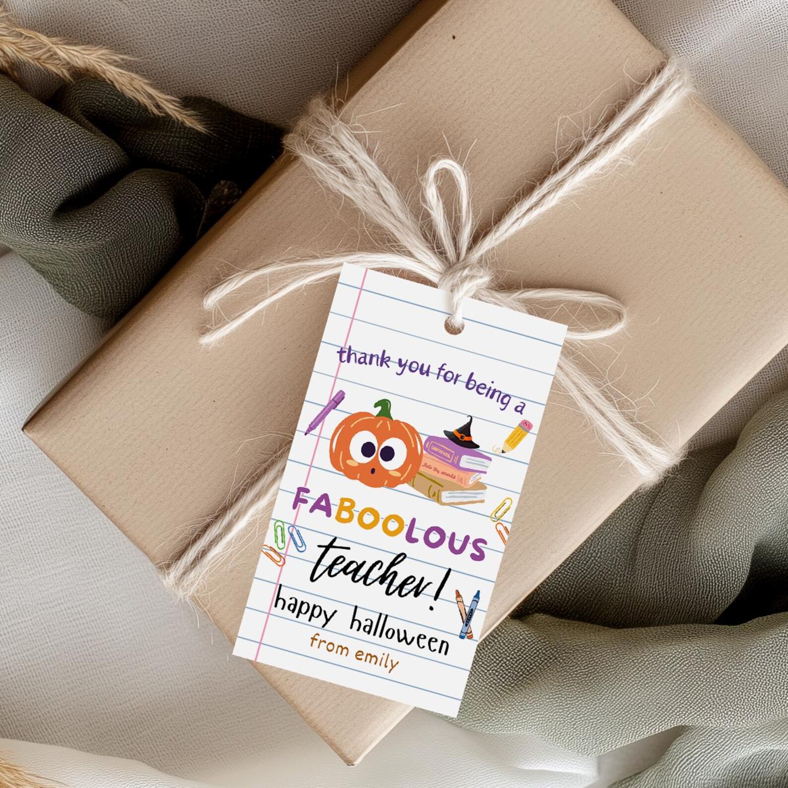 Editable Faboolous Halloween Teacher Gift Tag, Happy Halloween Thank ...