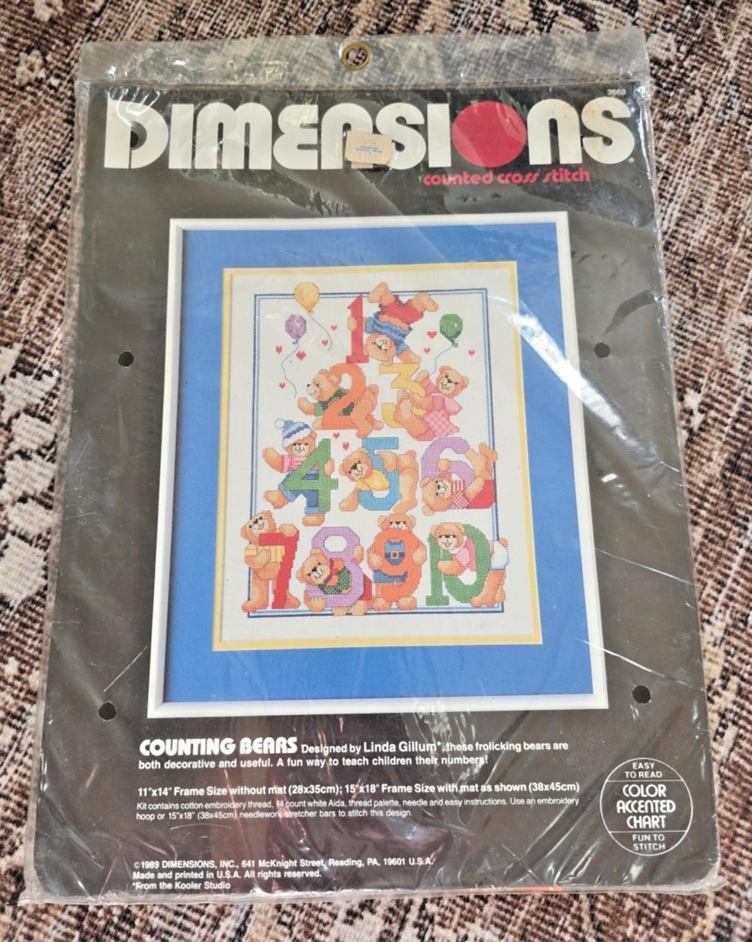 Vtg 80s Dimensions Counting Bears Counted Cross Stitch Kit Unopened ...