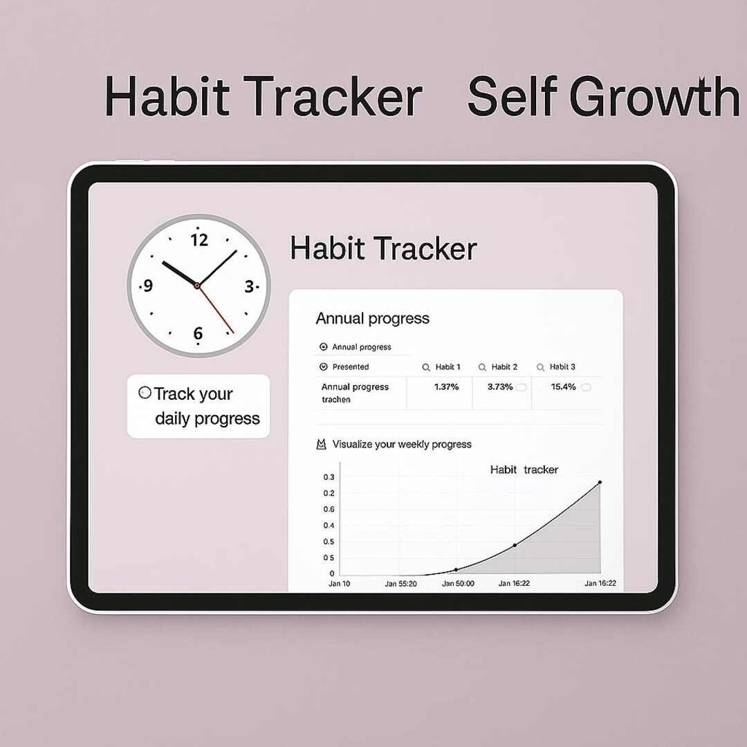 Annual Progress Habit Tracker | Yearly Goal Planner | Productivity ...