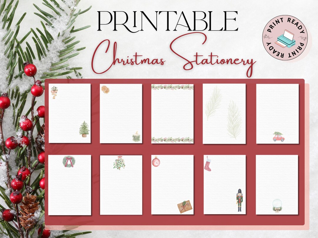 Festive Christmas Stationery Set – Printable Holiday Writing Paper ...