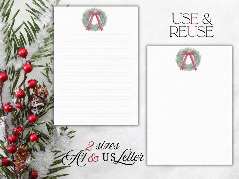 Festive Christmas Stationery Set – Printable Holiday Writing Paper ...