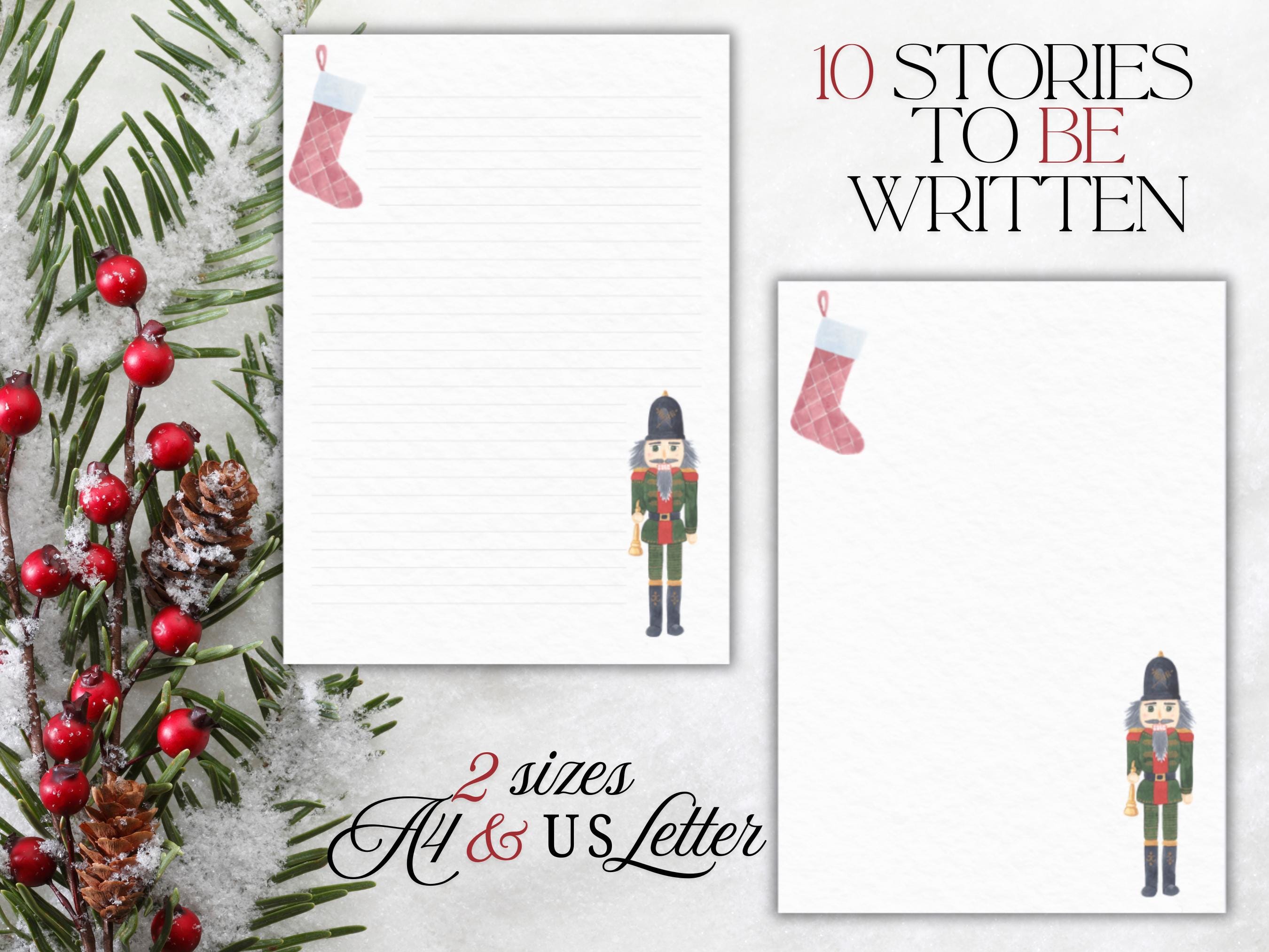 Festive Christmas Stationery Set – Printable Holiday Writing Paper ...
