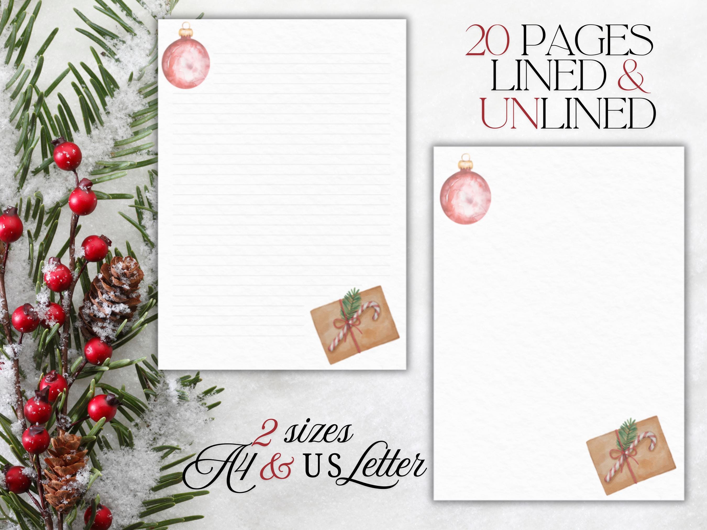 Festive Christmas Stationery Set – Printable Holiday Writing Paper ...