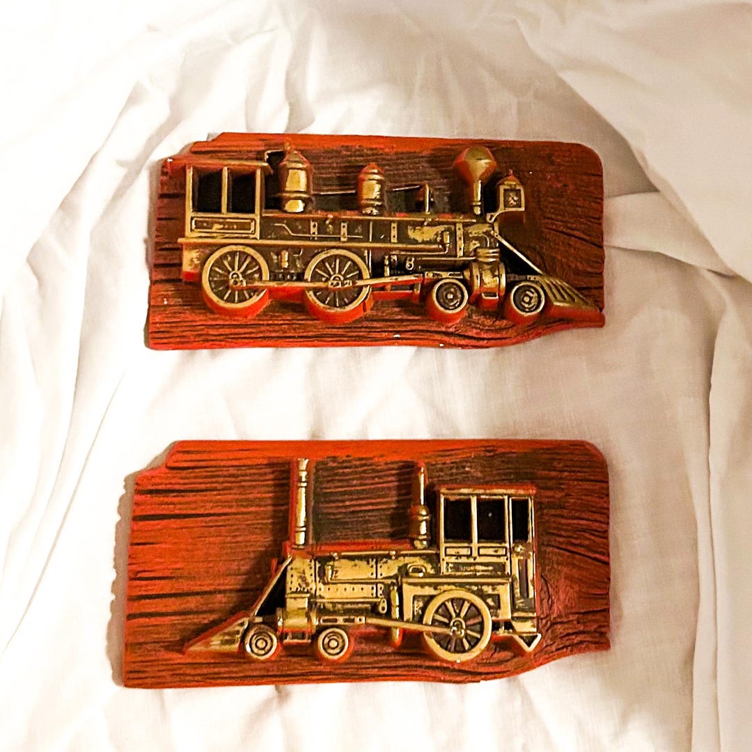 Vintage Miller Studio Chalkware Train Wall Hangings Set of Two - Etsy