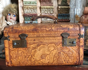 Leather train case | Etsy