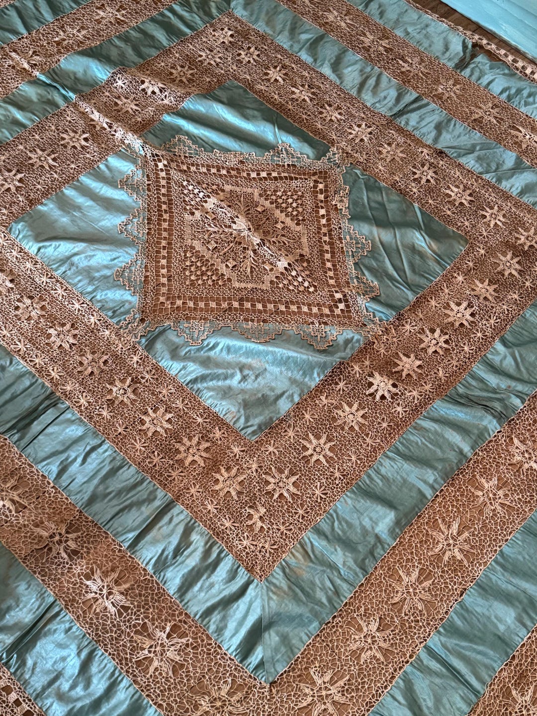 No Matter the Tatter Antique Victorian Lace Silk Bed Cover - Etsy