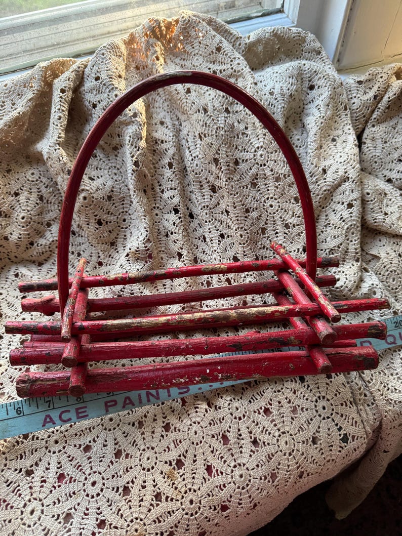 Come Christmas This Wonky Chippy Stick Red Folk Art Basket is Going to ...