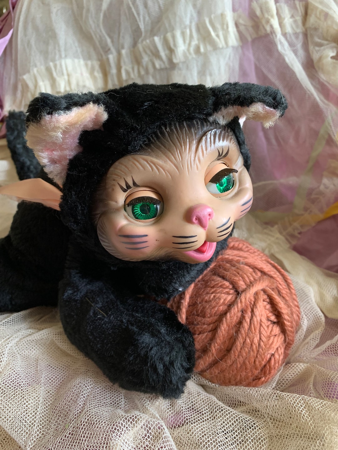 The Elusive Rubber Faced Black Cat Vintage Plush Toy - Etsy