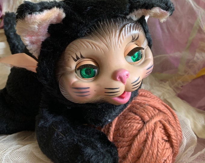The Elusive Rubber Faced Black Cat Vintage Plush Toy - Etsy