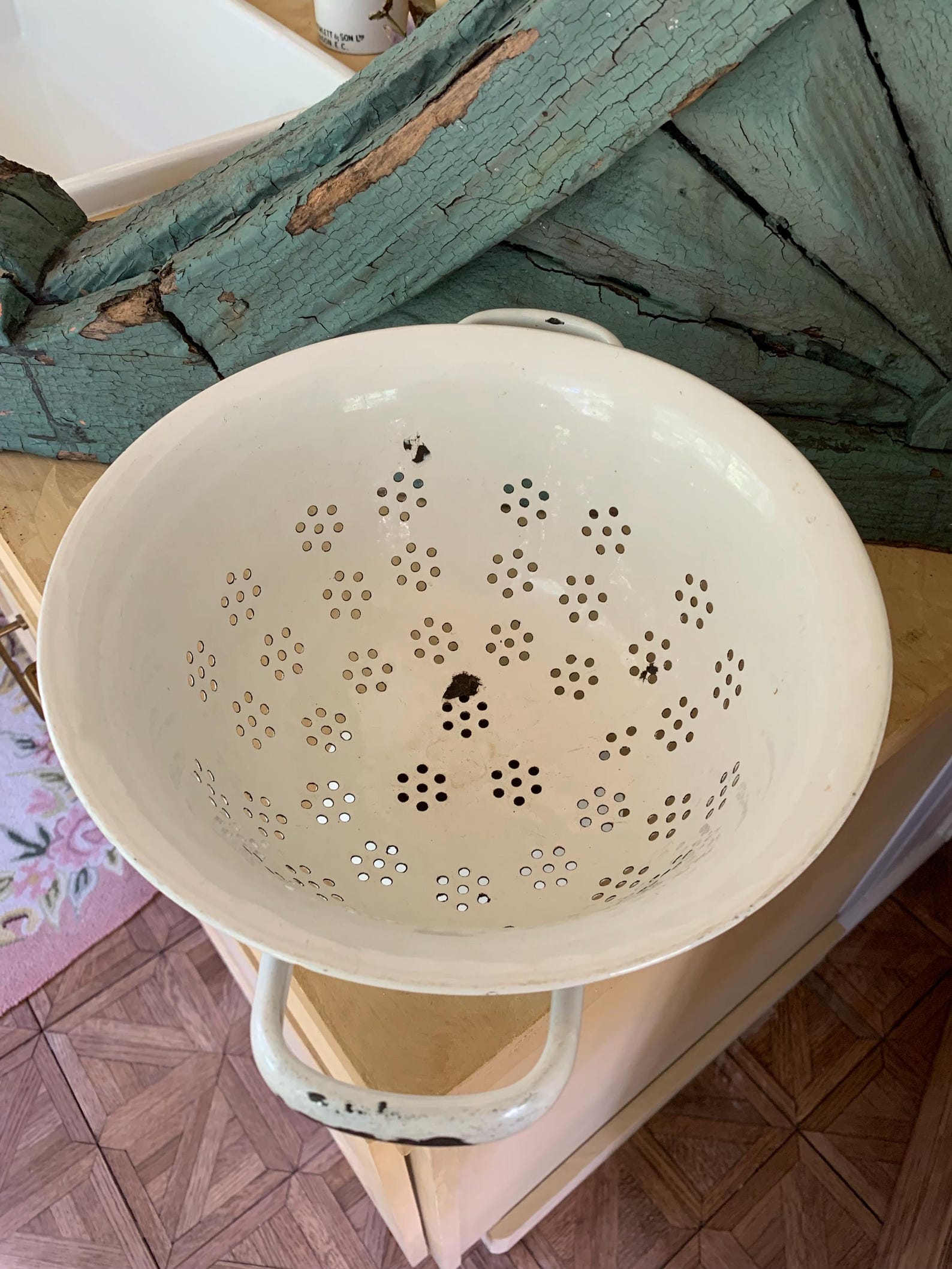 Vintage Enamelware Colander in White It Was Almost A Keeper - Etsy