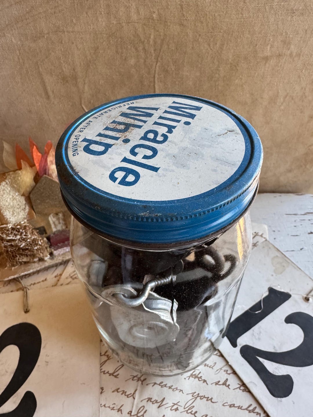 His Vintage Miracle Whip Jar Full of Antique & Vintage Pulleys - Etsy