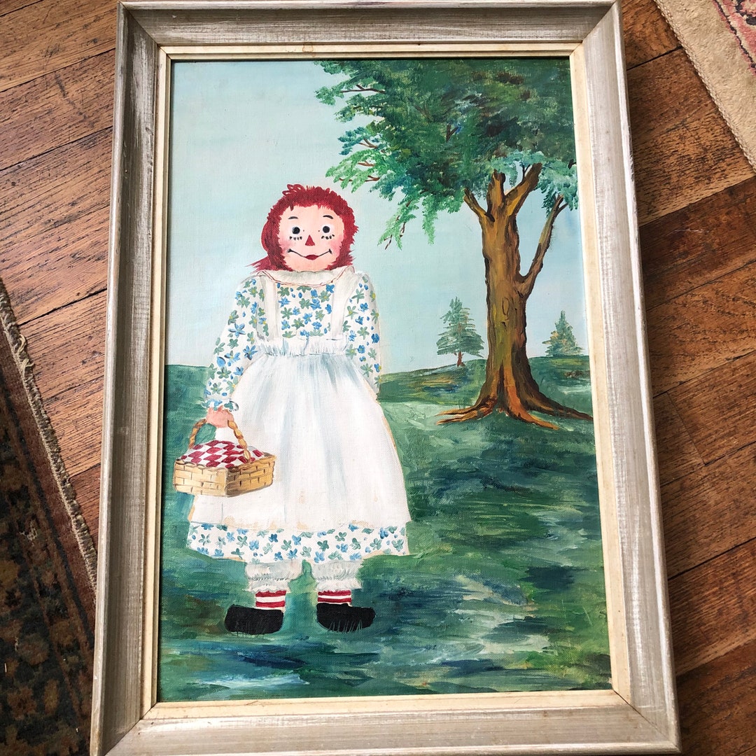 I Just Loved Her Ho Hum Look Vintage Folk Art Raggedy Ann Oil Painting ...