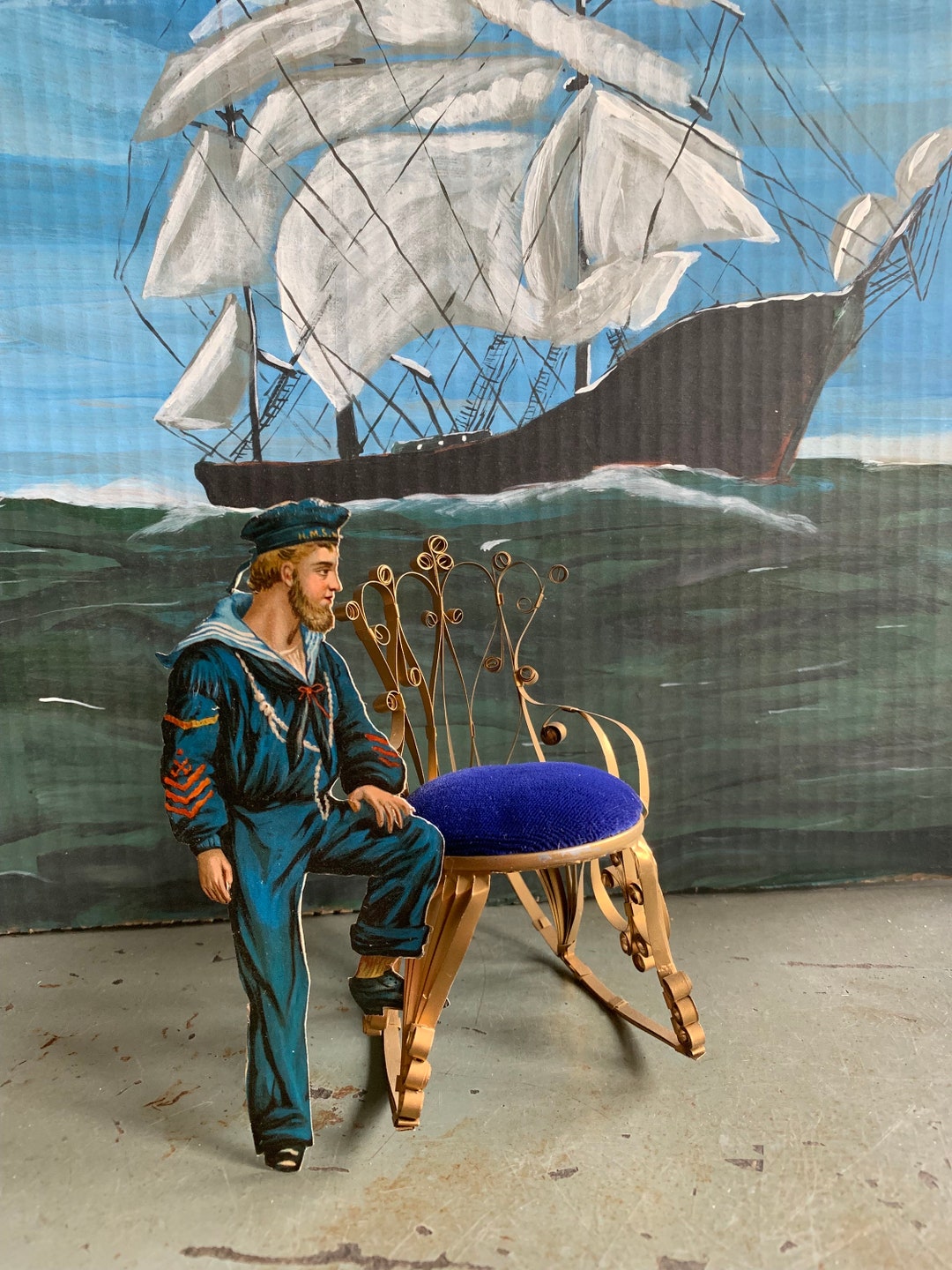 It’s A Perfect Display Piece Vintage Tramp Art Curly Tin Chair - Etsy