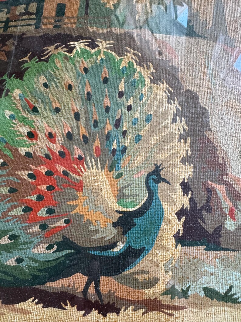 The Peacocks Have Come to Show off Vintage 1950s Framed Paint by Number ...