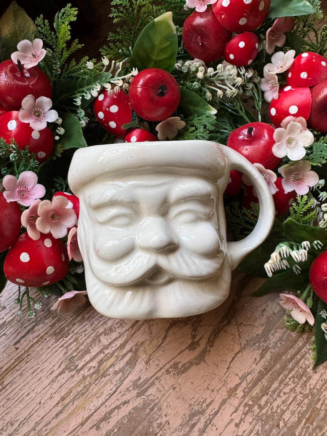 He’s Ready to Join Your Gang Vintage Cream Crazed Santa Mug - Etsy