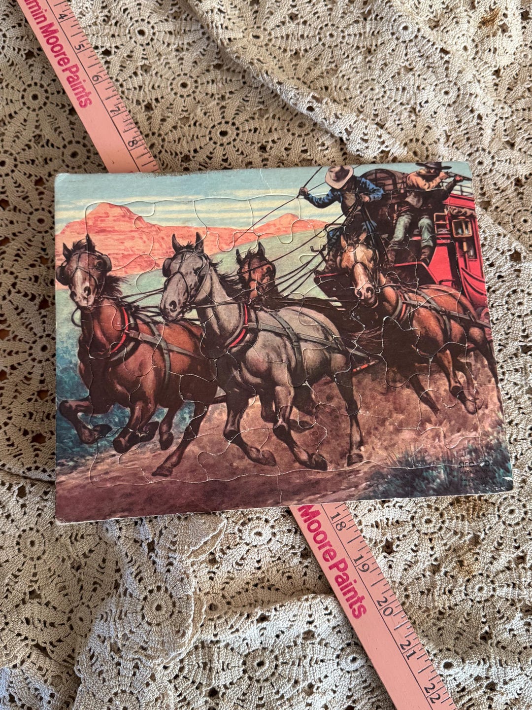 This Vintage 1952 Stagecoach Cowboy Puzzle Deserves A Little Vignette ...