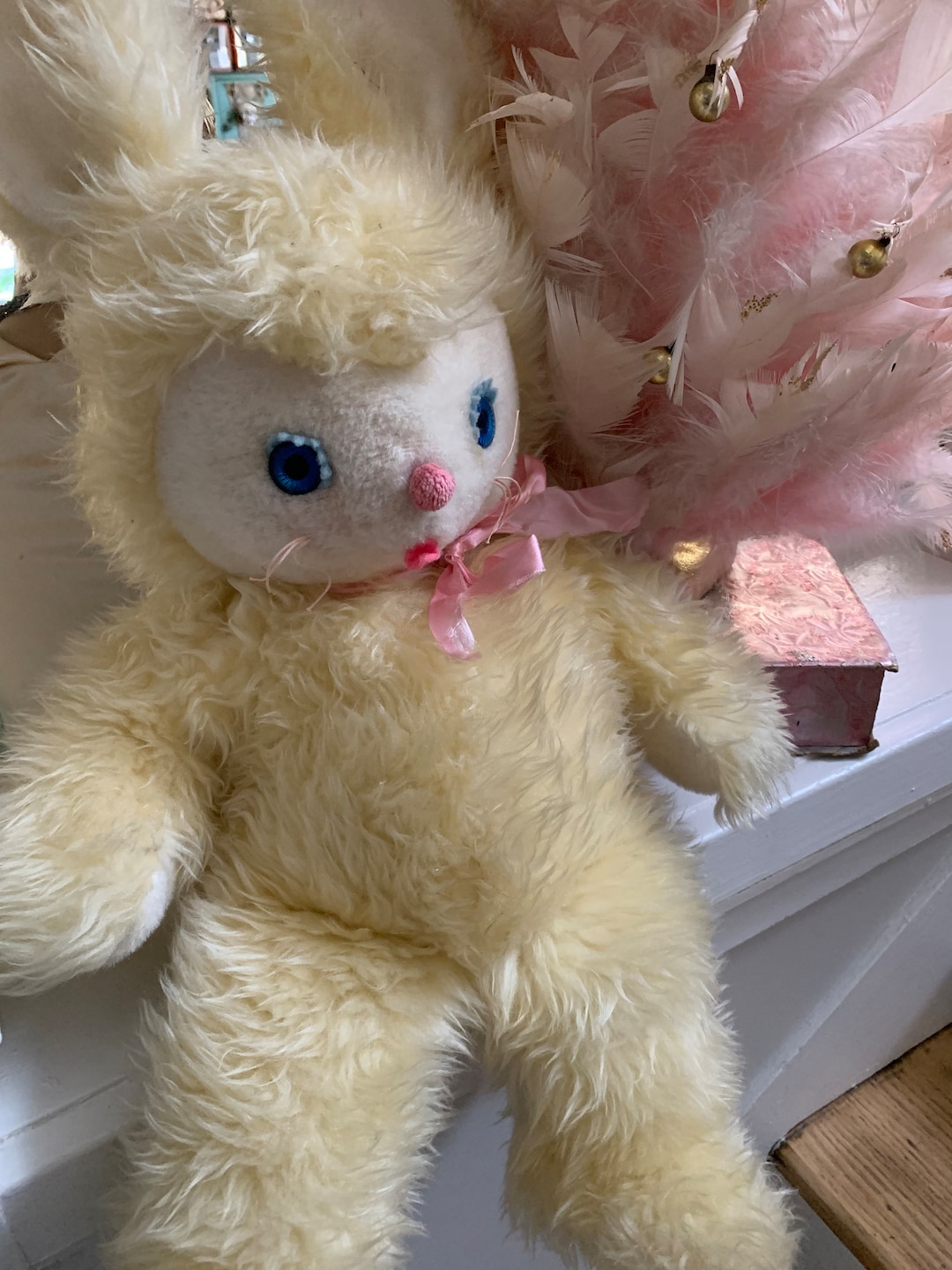 Steve Labeled His Vintage Cream Knickerbocker Plush Large Bunny Rabbit ...