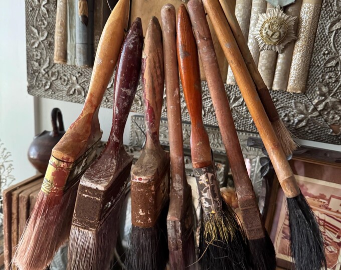 I Just String Them Vintage Used Worn Large Paint Brushes - Etsy