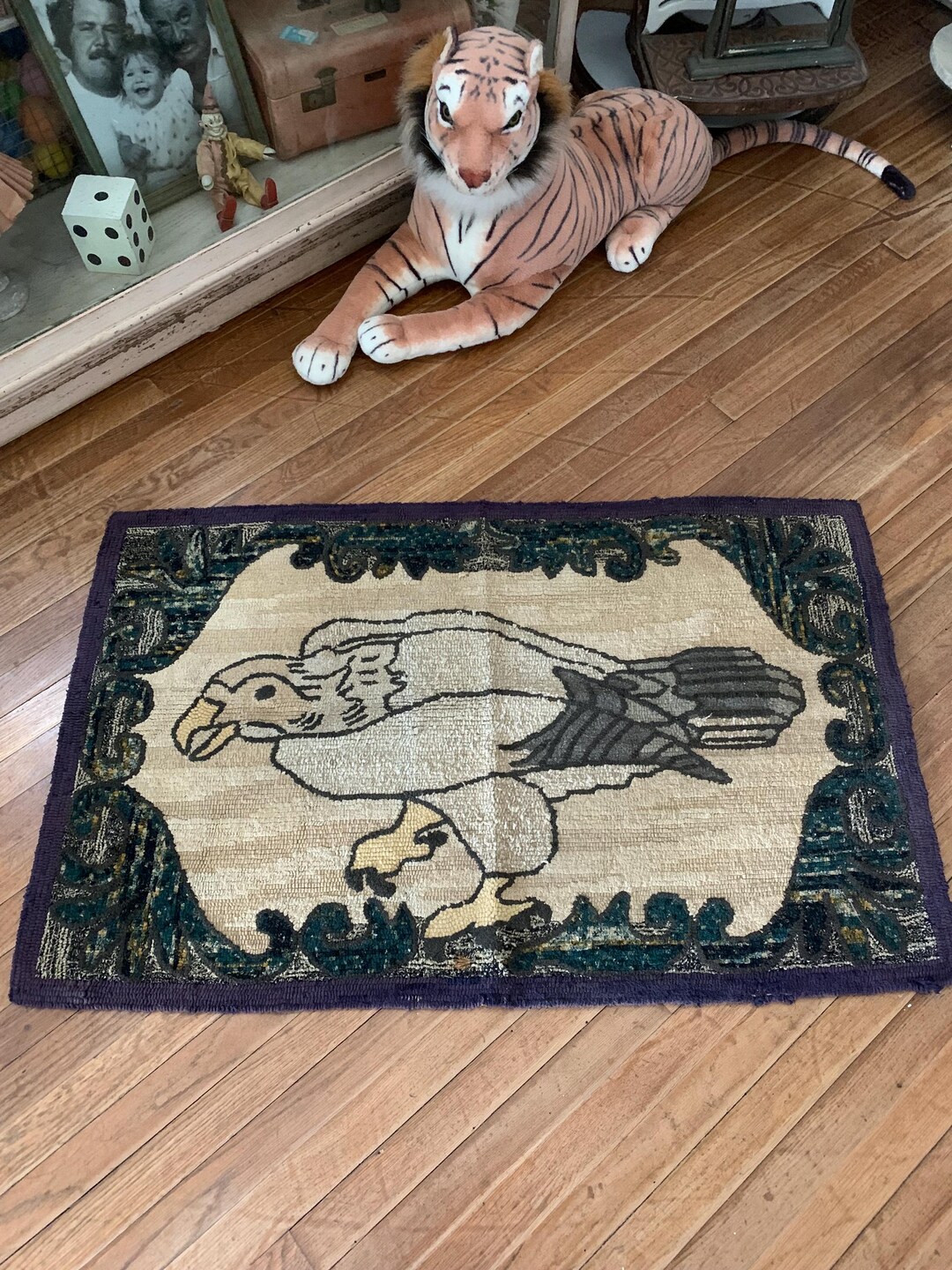 When Primitive and Bad Ass Come Together Antique Rare Eagle Hooked Rug ...