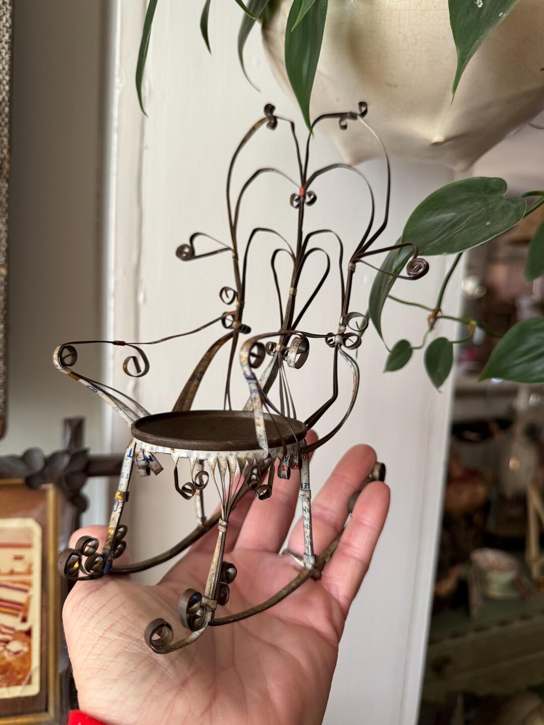 Its A Perfect Display Piece Vintage Tramp Art Curly Tin Chair - Etsy