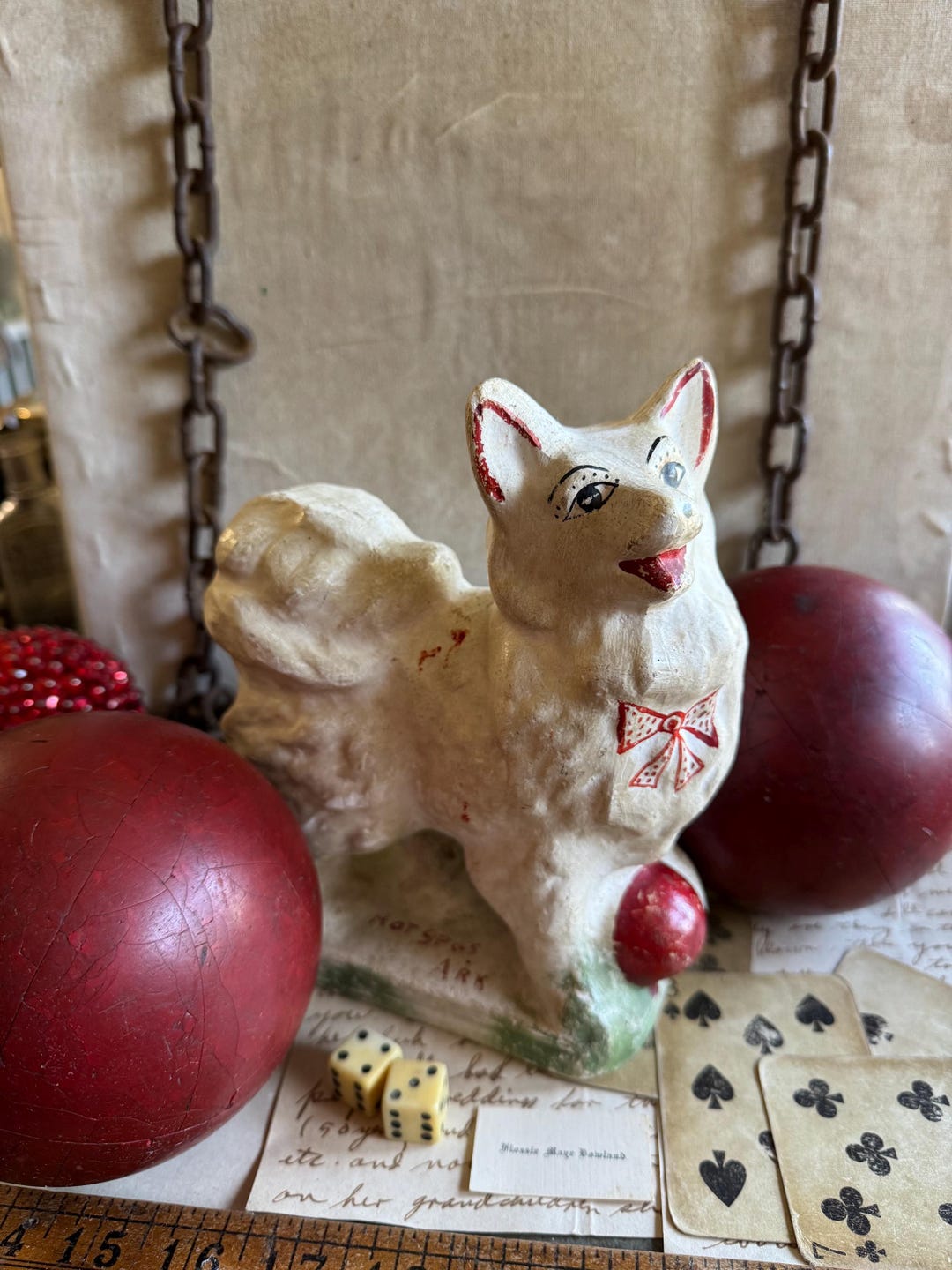 Someone Gave Their Vintage Chalkware Collie Dog A New Look and I Am in ...