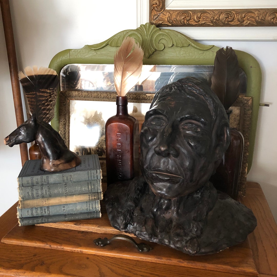 His Given Name Chief Holding Bear Vintage Indian Native American Clay ...