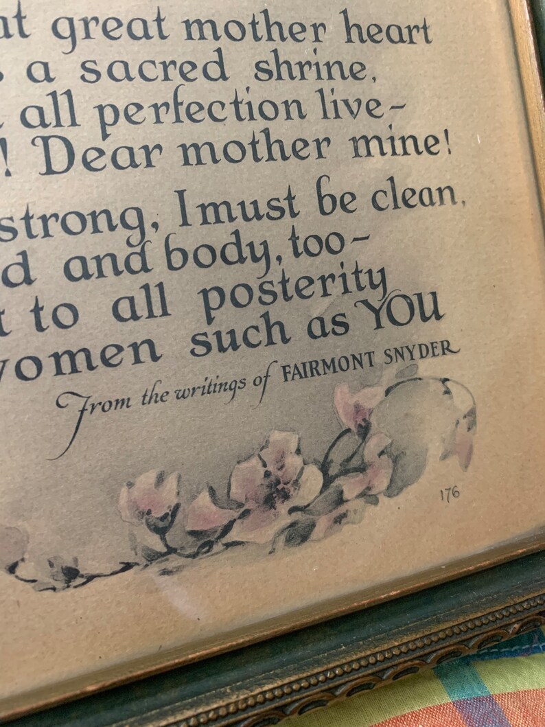 A Gift for Dear Old Mum Vintage Mother Framed Litho Motto With Lake ...